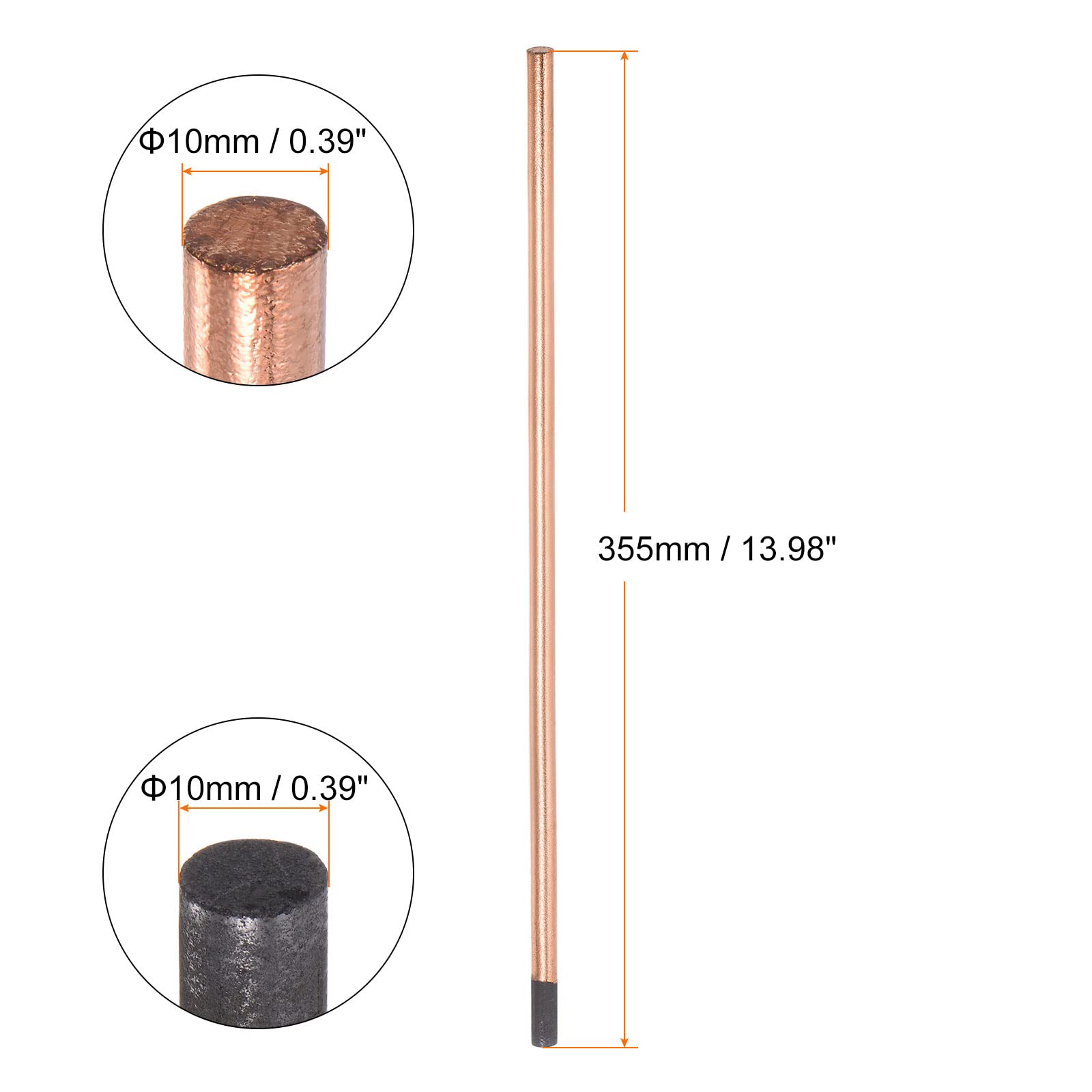 HARFINGTON 5pcs Copper Coated Gouging Carbon 10x355mm Carbon Gouging Rods Electrodes for Cutting and Gouging Metals