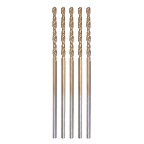 HARFINGTON 5pcs Twist Drill Bits 1.1mm Titanium Coated (HSS-E) M42 High Speed Steel 8% Cobalt Straight Shank for Stainless Steel Aluminum Alloy Metal