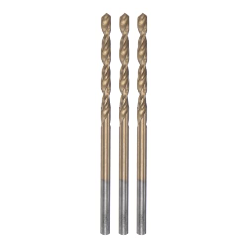 HARFINGTON 3pcs Twist Drill Bits 2.5mm Titanium Coated (HSS-E) M42 High Speed Steel 8% Cobalt Straight Shank for Stainless Steel Aluminum Alloy Metal