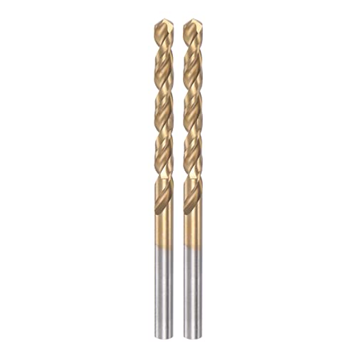 HARFINGTON 2pcs Twist Drill Bits 4.6mm Titanium Coated (HSS-E) M42 High Speed Steel 8% Cobalt Straight Shank for Stainless Steel Aluminum Alloy Metal