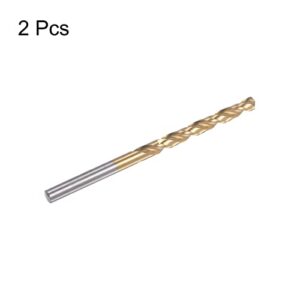 HARFINGTON 2pcs Twist Drill Bits 4.6mm Titanium Coated (HSS-E) M42 High Speed Steel 8% Cobalt Straight Shank for Stainless Steel Aluminum Alloy Metal