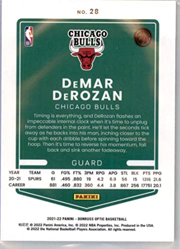 2021-22 Donruss Optic #28 DeMar DeRozan Chicago Bulls NBA Basketball Trading Card