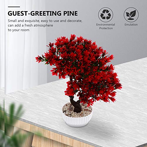 Happyyami Artificial Bonsai Tree, 1 Pcs Red, Plastic, 220g