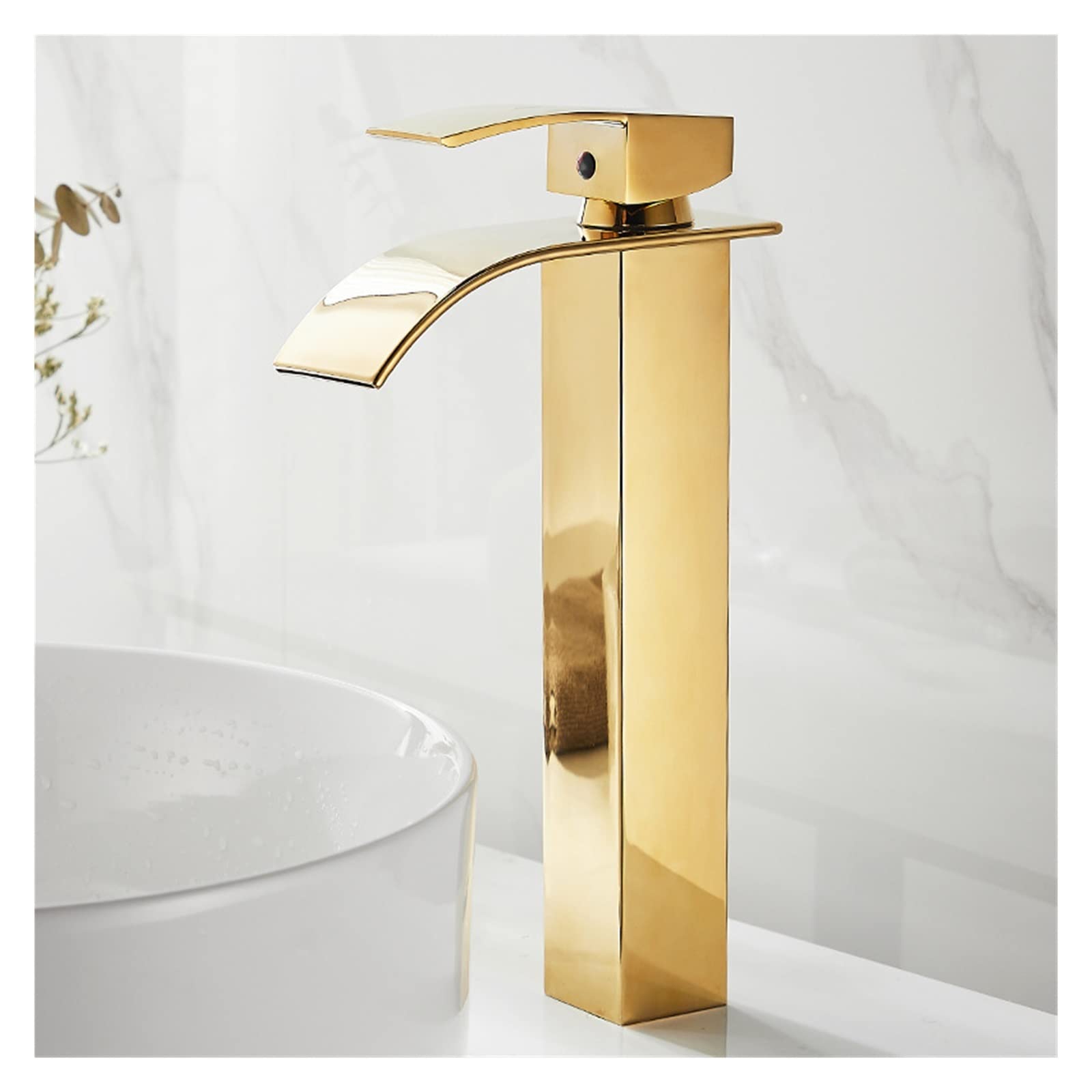 Modern Waterfall Basin Faucet Bathroom Toilet Tap Deck Mounted Mixer Hot & Cold Water Vanity Vessel Brass Faucets ( Color : 01 Long )