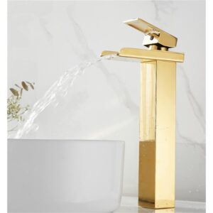 Modern Waterfall Basin Faucet Bathroom Toilet Tap Deck Mounted Mixer Hot & Cold Water Vanity Vessel Brass Faucets ( Color : 01 Long )