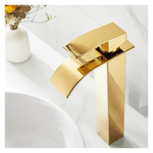 Modern Waterfall Basin Faucet Bathroom Toilet Tap Deck Mounted Mixer Hot & Cold Water Vanity Vessel Brass Faucets ( Color : 01 Long )