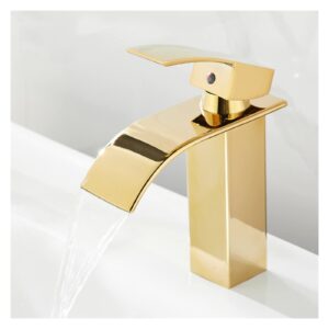 Modern Waterfall Basin Faucet Bathroom Toilet Tap Deck Mounted Mixer Hot & Cold Water Vanity Vessel Brass Faucets ( Color : 01 Long )