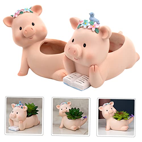 HANABASS 8 pcs Office Small Ceramic for Shaped Bonsai Plant Cactus Flower Flowerpot Garden Animal Pot Succulents Home Pig Succulent Planter Decor Ceramics Pots Planters Containers