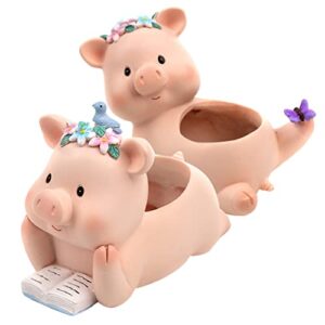 HANABASS 8 pcs Office Small Ceramic for Shaped Bonsai Plant Cactus Flower Flowerpot Garden Animal Pot Succulents Home Pig Succulent Planter Decor Ceramics Pots Planters Containers