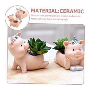 HANABASS 8 pcs Office Small Ceramic for Shaped Bonsai Plant Cactus Flower Flowerpot Garden Animal Pot Succulents Home Pig Succulent Planter Decor Ceramics Pots Planters Containers