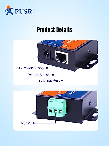 PUSR TCP232-304 RS485 to TCP/IP Converter Serial Device Server Support Modbus Gateway Built-in Webpage RS485 to Ethernet Converter