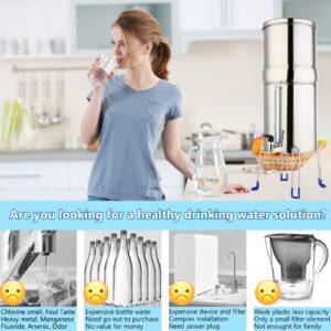 Gravity-fed Water Filter System 2.25 Gallon, Stainless Steel Water Purifier System with 2 Water Filter, Sight Glass Spigot and Stand, Refreshing Water at Home, Camping, Emergencies