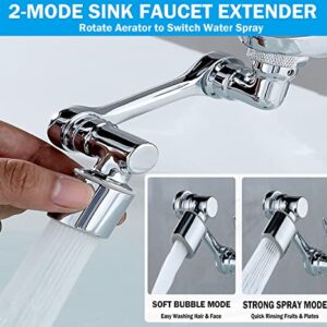 2 Pack Faucet Extender, 1080° Large-angle Rotating Splash Filter Faucet, Universal 1080 Swivel Robotic Arm Swivel Extension Faucet Aerator, Faucet Extender for Bathroom Sink with 2 Water Outlet Modes