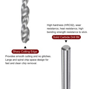 HARFINGTON Solid Carbide Drill Bit 2.1mm C3/K10 Tungsten Carbide Precision Mini Micro Straight Shank Twist Drill Bit for Stainless Steel Metal Plastic Wood