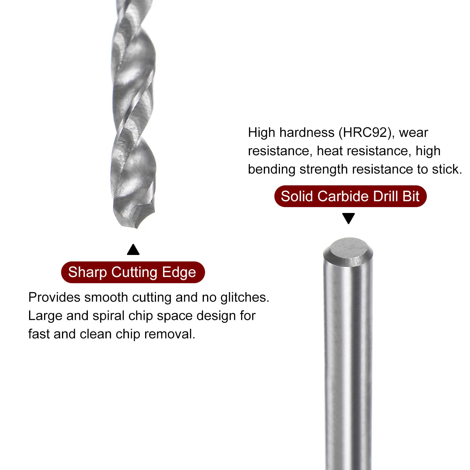 HARFINGTON Solid Carbide Drill Bit 2.1mm C3/K10 Tungsten Carbide Precision Mini Micro Straight Shank Twist Drill Bit for Stainless Steel Metal Plastic Wood