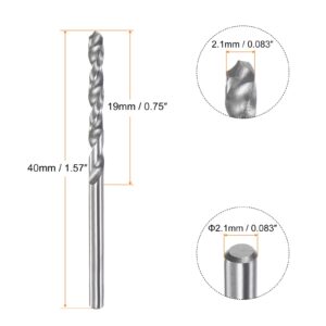 HARFINGTON Solid Carbide Drill Bit 2.1mm C3/K10 Tungsten Carbide Precision Mini Micro Straight Shank Twist Drill Bit for Stainless Steel Metal Plastic Wood