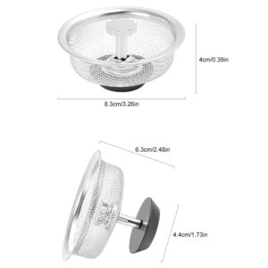 2 Pack Kitchen Sink Strainer Stopper Stainless Steel Drain Basket Waste Plug