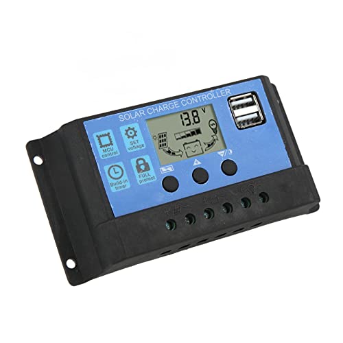 30A Solar Panel Controller, 3 Level PWM Control Charging LCD Display Efficient Multi Protections Solar Charge Regulator Universal for 12V/24V Solar Panels