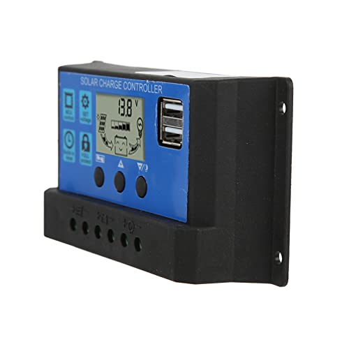 30A Solar Panel Controller, 3 Level PWM Control Charging LCD Display Efficient Multi Protections Solar Charge Regulator Universal for 12V/24V Solar Panels