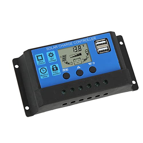 30A Solar Panel Controller, 3 Level PWM Control Charging LCD Display Efficient Multi Protections Solar Charge Regulator Universal for 12V/24V Solar Panels