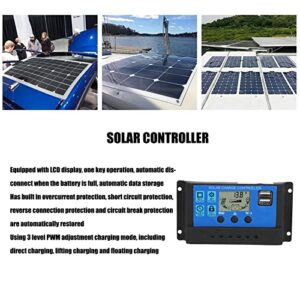 30A Solar Panel Controller, 3 Level PWM Control Charging LCD Display Efficient Multi Protections Solar Charge Regulator Universal for 12V/24V Solar Panels