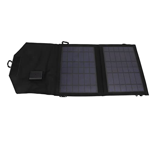 Jeanoko Folding Solar Panel Charger, Environmental Protection Polycrystalline Silicon Solar Panel Charger Energy Saving USB Port for Hiking