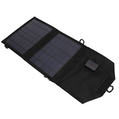 Jeanoko Folding Solar Panel Charger, Environmental Protection Polycrystalline Silicon Solar Panel Charger Energy Saving USB Port for Hiking