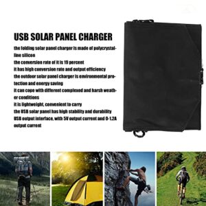 Jeanoko Folding Solar Panel Charger, Environmental Protection Polycrystalline Silicon Solar Panel Charger Energy Saving USB Port for Hiking