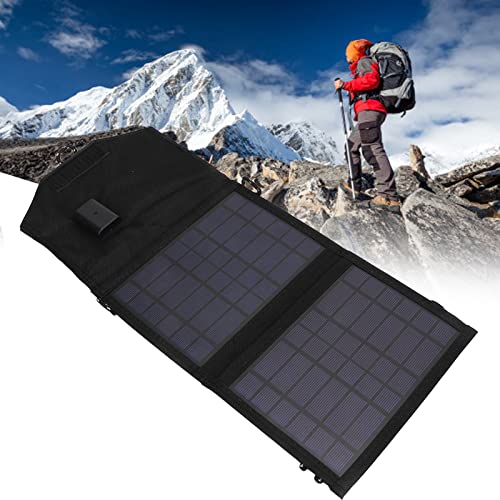 Jeanoko Folding Solar Panel Charger, Environmental Protection Polycrystalline Silicon Solar Panel Charger Energy Saving USB Port for Hiking