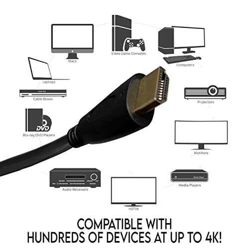 Acuvar Ultra High Speed 3 ft HDMI Cable Gold Plated 4K @ 60Hz, Ultra HD, 1080P & ARC Compatible with Laptop, Gaming PC, Monitor, PS5, PS4, Xbox X, One, Fire TV, Apple TV, ROKU, Soundbar & More