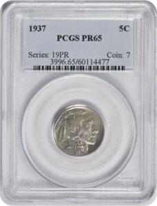 1937 p buffalo nickel pcgs bu