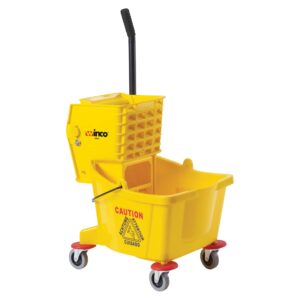 winco commercial mop bucket on wheels, 26 quart, yellow