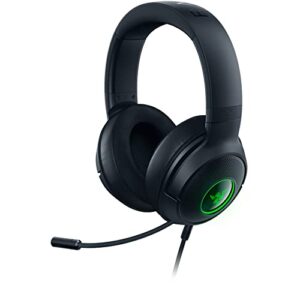 razer kraken v3 x wired usb gaming headset: lightweight build - triforce 40mm drivers - hyperclear cardioid mic - 7.1 surround sound - chroma rgb lighting - black