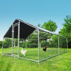 hittite 1.26" tube chicken coop run large metal chicken coop, outdoor walk in chicken coop cage, heavy duty spire shaped duck chicken hen house outdoor chicken pen with waterproof & anti-uv cover