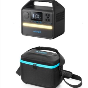 Anker 521 Portable Power Station Upgraded with LiFePO4 Battery, 256Wh 6-Port PowerHouse, 300W (Peak 600W) Solar Generator with Anker Carrying Case Bag(S), 2 AC Outlets, 60W USB-C PD Output, Outdoor