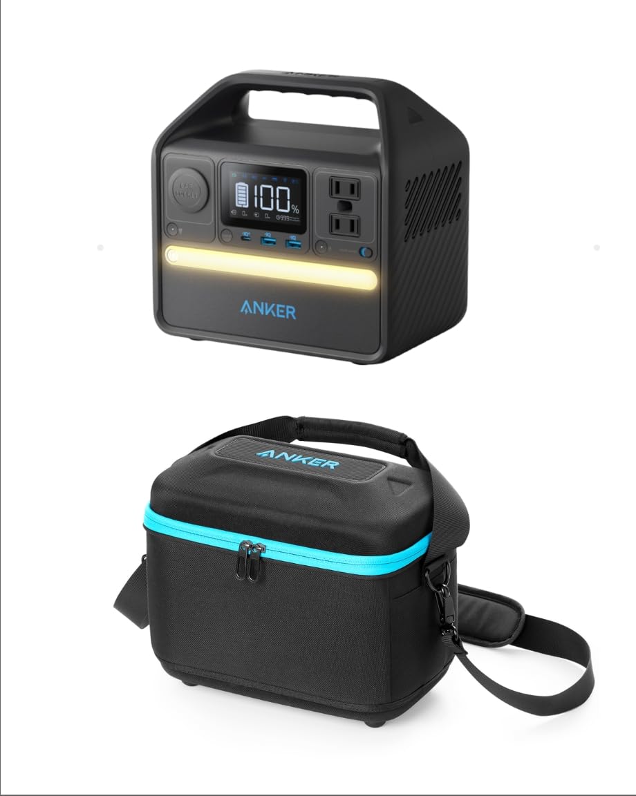 Anker 521 Portable Power Station Upgraded with LiFePO4 Battery, 256Wh 6-Port PowerHouse, 300W (Peak 600W) Solar Generator with Anker Carrying Case Bag(S), 2 AC Outlets, 60W USB-C PD Output, Outdoor