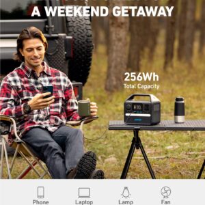 Anker 521 Portable Power Station Upgraded with LiFePO4 Battery, 256Wh 6-Port PowerHouse, 300W (Peak 600W) Solar Generator with Anker Carrying Case Bag(S), 2 AC Outlets, 60W USB-C PD Output, Outdoor