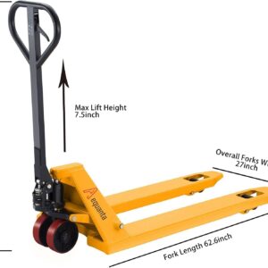 Aequanta Pallet Jack 3300lbs Capacity Electric Pallet Truck Lithium Battery Mini Type Jack 48''x27'' Fork and Heavy Duty Manual Pallet Jack Truck 48" Lx27'' W Forks 6600lbs Capacity