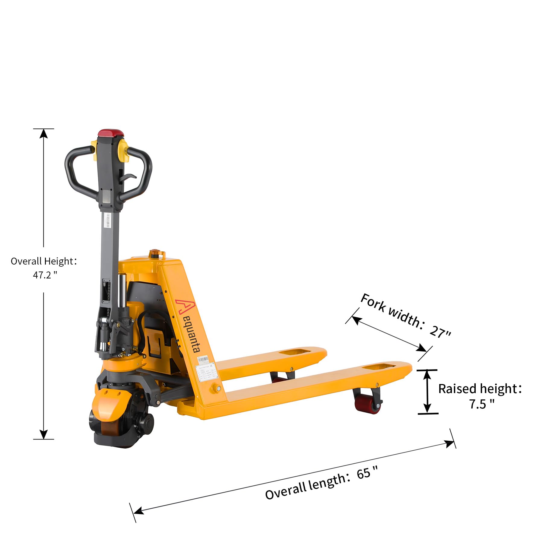 Aequanta Pallet Jack 3300lbs Capacity Electric Pallet Truck Lithium Battery Mini Type Jack 48''x27'' Fork and Heavy Duty Manual Pallet Jack Truck 48" Lx27'' W Forks 6600lbs Capacity