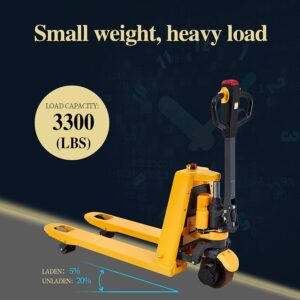 Aequanta Pallet Jack 3300lbs Capacity Electric Pallet Truck Lithium Battery Mini Type Jack 48''x27'' Fork and Heavy Duty Manual Pallet Jack Truck 48" Lx27'' W Forks 6600lbs Capacity