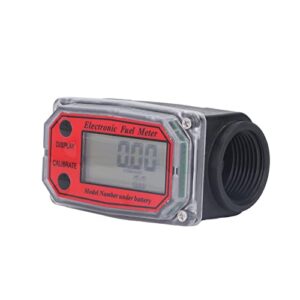 Garosa Electronic Fuel Meter, 1in Electronic Fuel Meter, Digital Display Gear Fuelmeter Liquid Water Meter, Science Lab Flowmeters (Red)