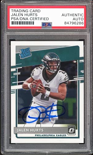 2020 Donruss Optic Rated Rookie Jalen Hurts On Card PSA/DNA Auto Authentic - Football Slabbed Autographed Rookie Cards