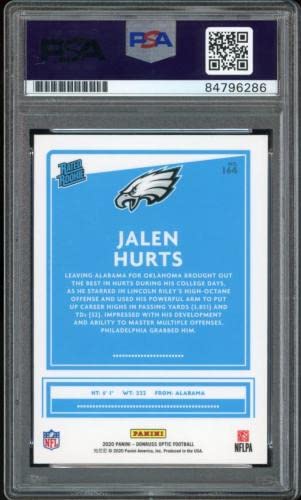 2020 Donruss Optic Rated Rookie Jalen Hurts On Card PSA/DNA Auto Authentic - Football Slabbed Autographed Rookie Cards