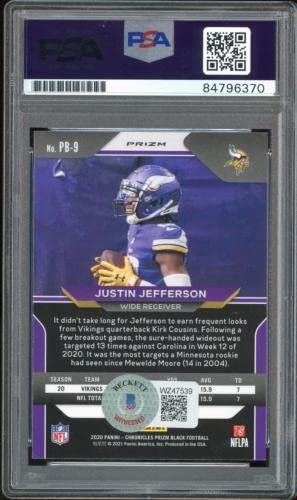 2020 Donruss Optic Rated Rookie Justin Jefferson PSA/DNA Auto GEM MINT 10 - Football Slabbed Autographed Rookie Cards