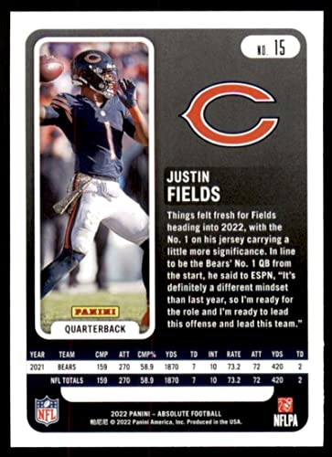 2022 Panini Absolute #15 Justin Fields NM-MT Chicago Bears Football Trading Card NFL