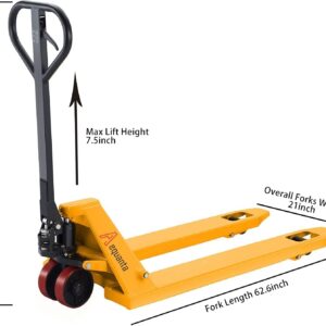 Aequanta Manual Pallet Stacker 2200lbs Capacity 63" Lifting Height with Cross Legs and Manual Pallet Jack 48" Lx21'' W Forks 5500lbs Capacity