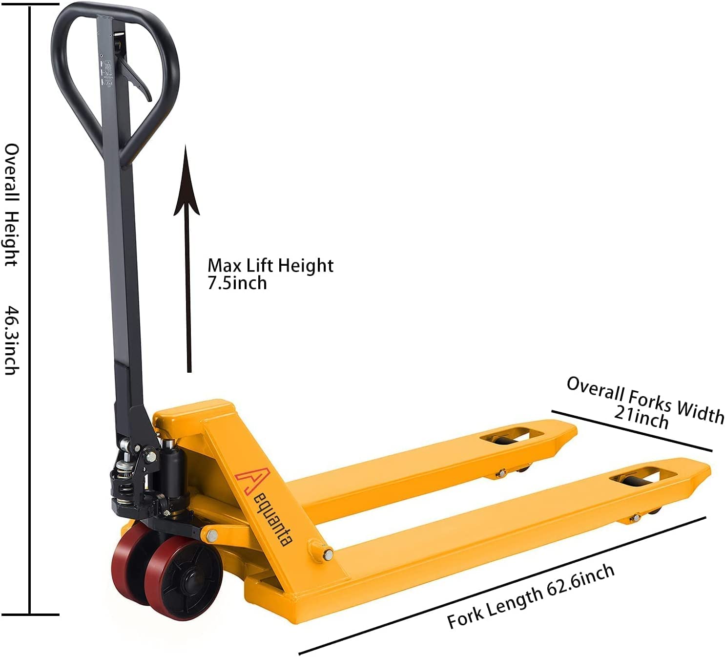 Aequanta Manual Pallet Stacker 2200lbs Capacity 63" Lifting Height with Cross Legs and Manual Pallet Jack 48" Lx21'' W Forks 5500lbs Capacity