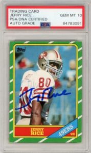 jerry rice 1986 topps autograph rookie card #161 psa/dna 10