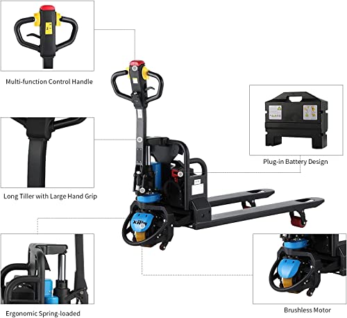 Xilin Electric Pallet Jack Truck with Lithium Battery 3300lbs Capacity 48"x27" Fork Size and Manual Pallet Jack, 5500-Lb. Capacity Pallet Truck - 48" L x21 W Forks