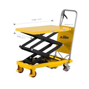 Xilin Manual Pallet Jack Truck Hand Scissor Pallet Truck 45" Lx21“W 2200lbs Capacity 3.3" Lowered 31.5 Lift Height and Manual Double Scissor Lift Table with 330lbs Capacity